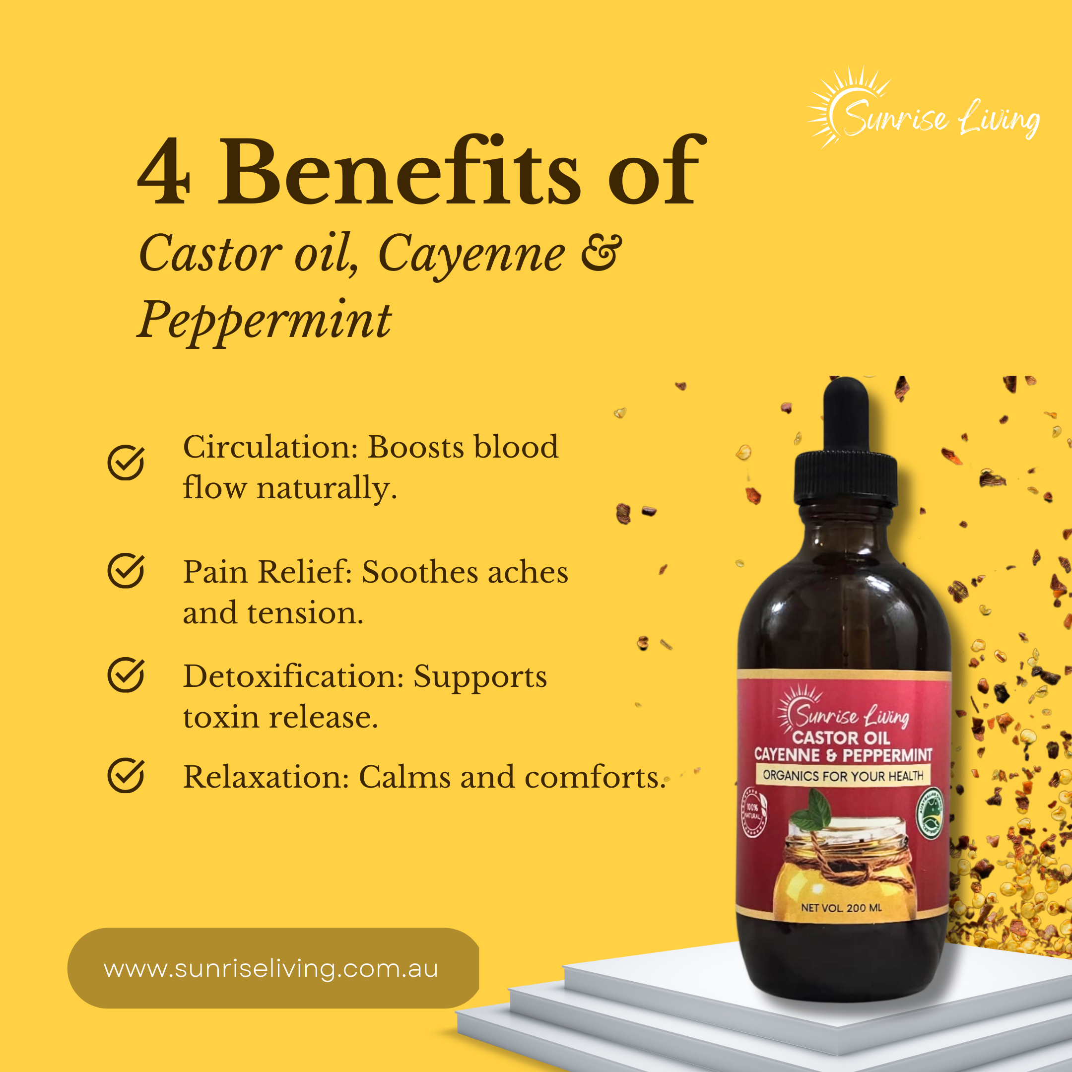 Castor Oil with Cayenne & Peppermint | Soothing & Organic – Sunrise ...