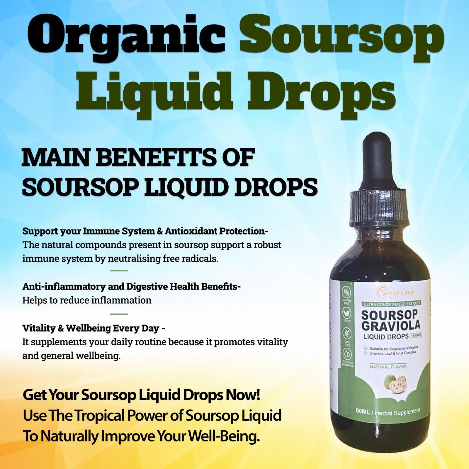 Soursop Liquid Drops Australia | Organic Graviola Extract – Sunrise ...
